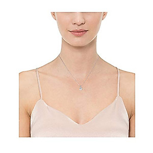 Amazon Essentials Platinum Plated Sterling Silver Cubic Zirconia Round Cut Solitaire Pendant Necklace (8mm), 18"