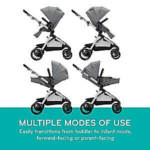 Evenflo Pivot Xpand Modular Stroller, Baby Stroller, Converts to Double Stroller, 4 Modes, Durable Construction, Extra-Large Storage Basket, Compact Folding Design, 55-lb Capacity, Percheron Gray