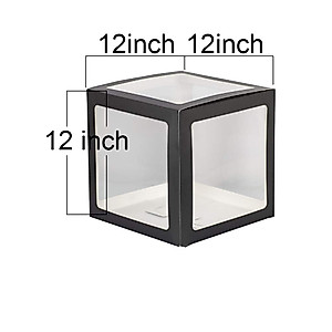 Aimto Clear Balloon Boxes for Party Decorations - Black - 4pcs
