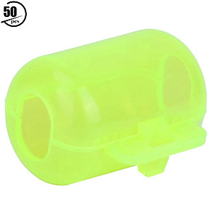 50 Pcs Plastic Fishing Hook Box Tackle Box Clamshell Fluorescent Yellow Squid Lure Hook Box Cover Case Fishing Accessory(Small)