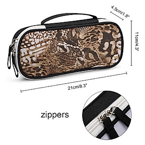 Awesome Animal Hybrid Print PU Leather Pencil Pen Case Organizer Travel Makeup Handbag Portable Stationery Bag