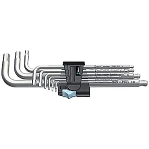 Wera - 5022720001 Stainless 3950 PKL/9 Ball-point Metric Hex-Plus Ergonomic L-Key Set with Two-Component Storage Clip, 9-Piece