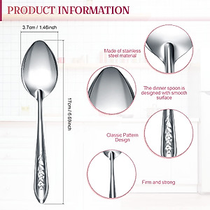 100 Pieces Dinner Spoons Set 6.69 Inches Silverware Spoons Bulk Stainless Steel Tablespoons Food Grade Spoon for Home Restaurant Kitchen Dishwasher Safe