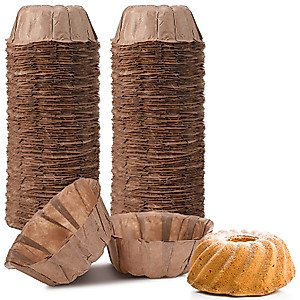 Eaasty 100 Pieces Disposable Mini Cake Molds Paper, Grease Proof Nonstick Mini Cake Pan for Baking Pound, Brownie Muffin Dessert Crumb Cakes