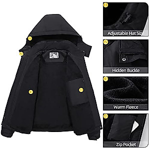 CAMEL CROWN Ski Jackets for Women Winter Snow Coats Warm Mountain Waterproof Female Jacket Hooded Windbreaker Black S