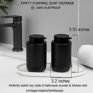 rejomiik Foaming Soap Dispenser Thick Ceramic Foam Hand Soap Dispenser for Bathroom or Kitchen Sink, Liquid Pump Bottles for Hand soap, Body Wash, Black
