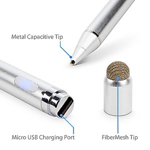 BoxWave Stylus Pen Compatible with Dell Latitude 7320 2-in-1 - AccuPoint Active Stylus, Electronic Stylus with Ultra Fine Tip for Dell Latitude 7320 2-in-1 - Metallic Silver