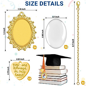 4pcs Gold Graduation Cap Photo Charm Class of 2025 Graduation Cap Tassel Personalized Memorial Charms Graduation Tassel Gifts for Ceremony Graduation Cap Decorations