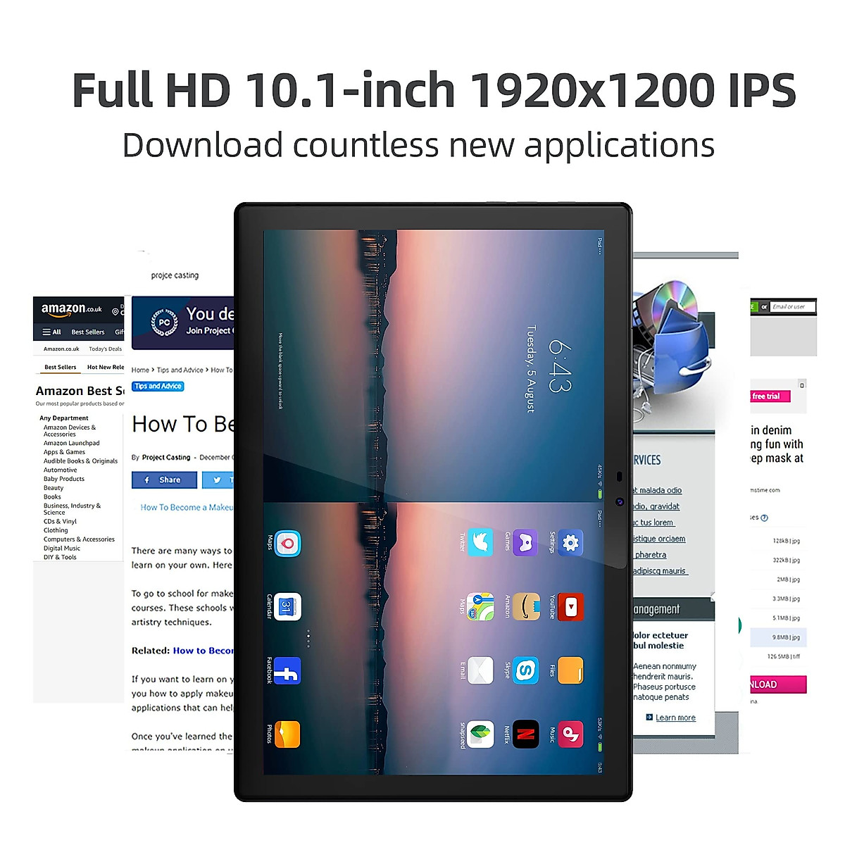 BYYBUO SmartPad T10 2023 Full HD 10.1 inch Android 12 Tablet, Octa-Core 2.0 GHz Processor, New Upgrade 7000mAh Battery Capacity, 64GB ROM 1920x1200 Resolution, 2.4G+5G WiFi,Bluetooth,GPS,FM,Gray