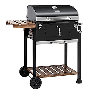 Royal Gourmet CD1824M 24-Inch Charcoal, BBQ Smoker with Handle and Folding Table, Perfect for Outdoor Patio, Garden and Backyard Grilling, Black