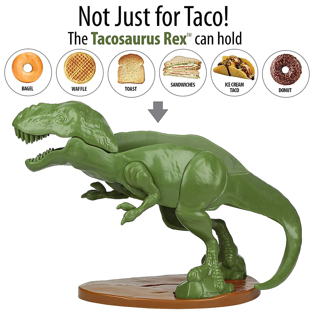 Dinosaur Taco Holders - T-Rex Premium Novelty Taco Stand and Set of 4 Dino Flat Fold Stands