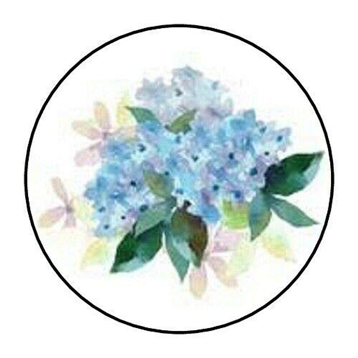 without brand Set of 48 Envelope Seals Labels Pretty Hydrangea Flower 1.2" Round