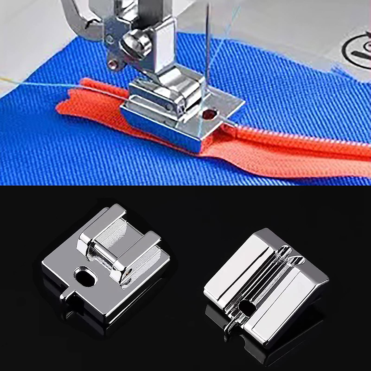 TISEKER 4 Pieces Zipper Foot Sewing Machine Presser Foot Set of Invisible Concealed Narrow Zipper Foot, Fits for Most Snap On Singer, Brother, Janome, Babylock Low Shank Sewing Machines