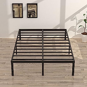 Upcanso 18 Inch California King Bed Frames No Box Spring Need, Platform Cal King Bed Frame with High Storage, Eassy Assembly 3,500 lbs Heavy Duty Bedframes, Black