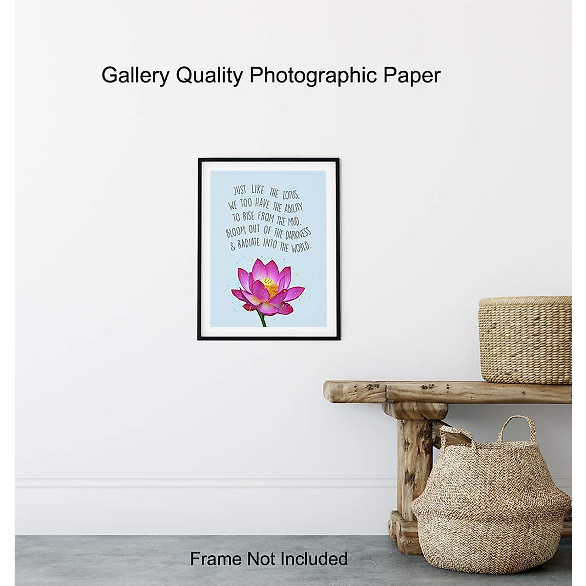 Inspirational Zen Lotus Quote Wall Art Decor Print - Spiritual 8x10 Home, Office, Apartment, Yoga Studio, Meditation Room Decor - Motivational Gift for Buddhist, Buddha Fan - Unframed Poster Print