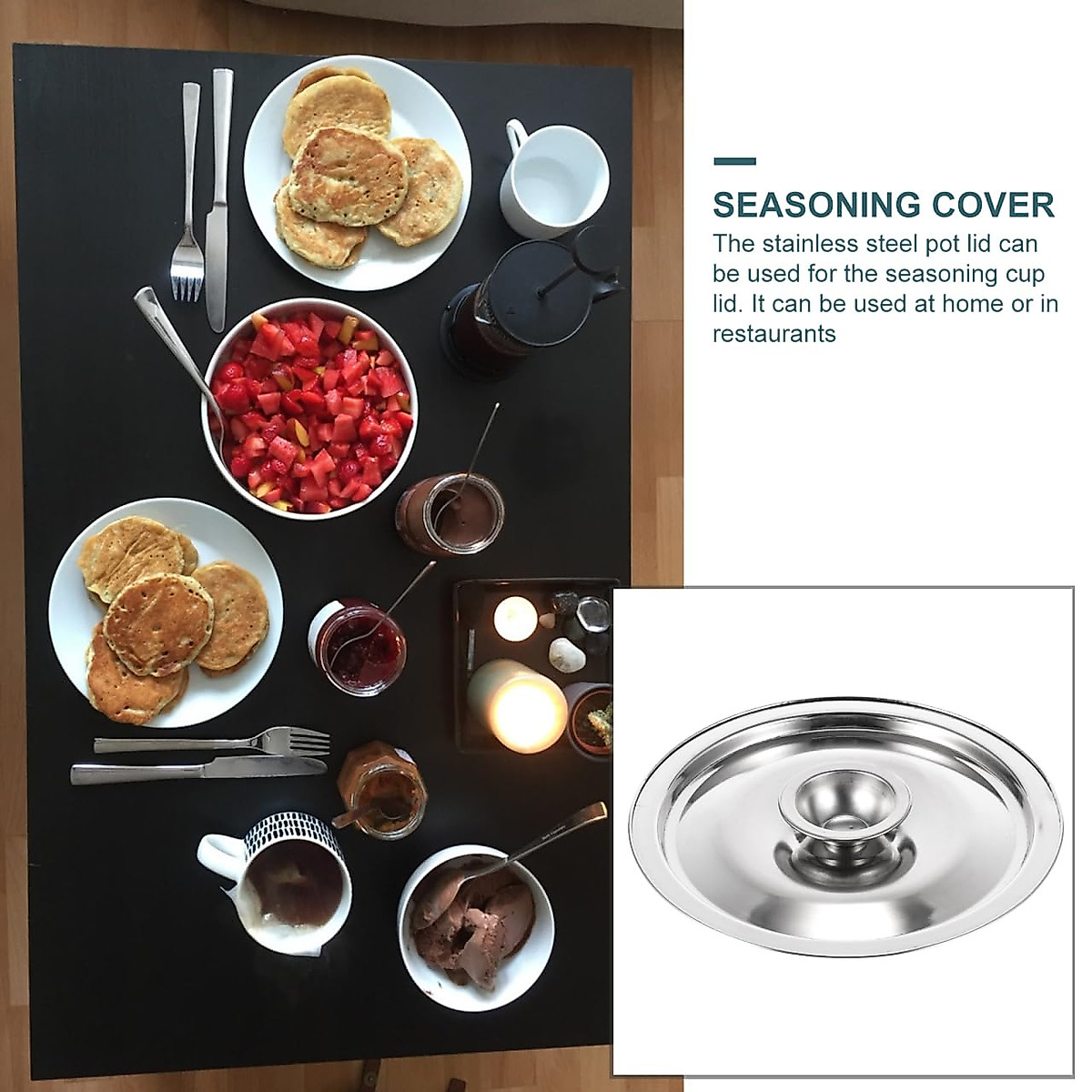 HAKIDZEL 1pc Stainless Steel Sturdy Seasoning Pot Lid Kitchen Gadget for Home Cooking Versatile Cover for Spice Pots and Seasoning Containers