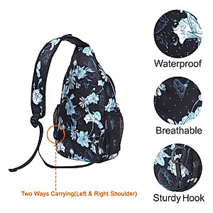 MOSISO Sling Backpack, Multipurpose Travel Hiking Daypack Rope Crossbody Shoulder Bag, Polianthes