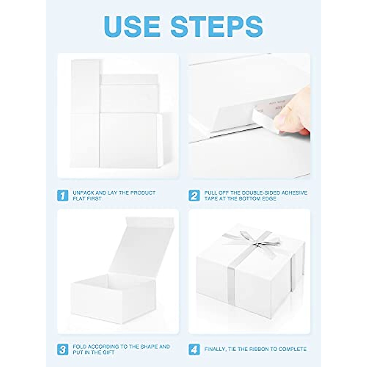 MESHA 8X8X4 Magnetic Gift Box,1PC Gift Box Magnetic Closure,White Gift Boxes with Lids for Keepsakes Jewelry Photography Coffee Mugs Home Ogranization