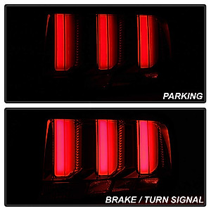 ACANII -For 2005-2009 Ford Mustang Black Housing Smoked Lens LED Tube Sequential Signal Tail Lights Brake Lamps Assembly