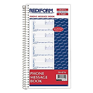 Rediform Telephone Message Book, Two-Part Carbonless, 5 x 2.75, 4 Forms/Sheet, 400 Forms Total