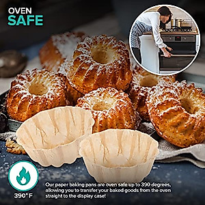 Stock Your Home Mini Fluted Tube Pan for Baking (25 Pack) Disposable Paper Cake Pans for Baking Nonstick Paper Molds for Baking Mini Angel Food Cake, Pie, Scone, Pineapple Pound Cakes