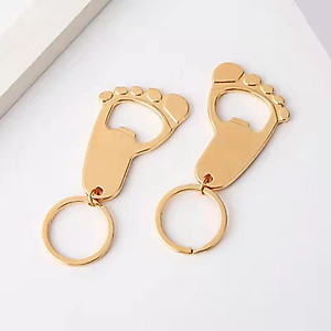 ARFUKA Bottle Opener Keychain Mini Foot Pendant Soda Beer Bottle Opener Keyring Beverage Bottle Opener Key Holder Women Men Gift for Baby Shower Birthday Christmas Festival Gold