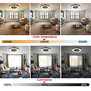 Anresun 23" LED Ceiling Fan with Lights, for Indoor Kitchen Bathroom Bedroom, Dimmable with Remote Control, 3 Files, Adjustable Wind Speed, Modern Ceiling Fan