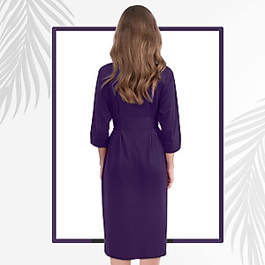 NY Threads Women's Robe Long Knit Bathrobe 3/4 Sleeves Soft Kimono Lightweight Loungewear, XX-Large, Royal Purple