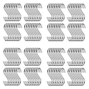 RHBLME S Hooks for Hanging, 100-Pack S Shaped Hooks for Hanging Plants, 2.4 Inch Stainless Steel S Hooks Heavy Duty, Durable S Shaped Hooks for Kitchen,Pots, Pans, Plants, Bags, Cups, Clothes