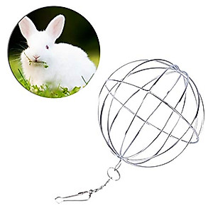 ULTECHNOVO Pet Feed Dispenser Ball Rabbit Grass Ball Animal Hanging Ball Toy Feed Dispenser Sphere Treat Toy Ball-Shaped Straw Frame for Hamster Rat Rabbit Guinea Pig 2pcs