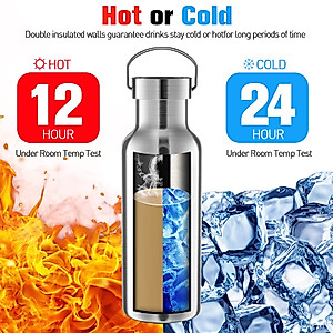 10 Pack 17oz Stainless Steel Sports Water Bottle Double Wall Insulated Bottle with Handle and Vacuum Seal Leakproof Lid for Cyclists Runners Hikers Beach Goers Picnics Camping Gift (Silver)