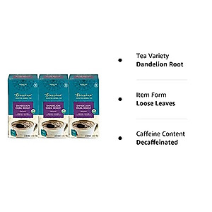 Teeccino Dark Roast Dandelion Tea - Rich & Roasted Herbal Tea That’s Caffeine Free & Prebiotic with Detoxifying Dandelion Root, 25 Tea Bags (Pack of 3)