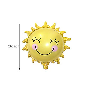 5PCS 26inch Sun Flower Foil Balloons Sunshin Sun Aluminum Balloon Birthday Wedding Decoration Summer Themed Party Decoration