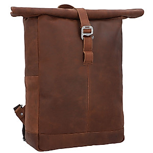 Gusti Backpack Leather-Bendik Rolltop Messenger bag Backpack Leather backpack Vintage city backpack Outdoor backpack Laptop bag Uni backpack Travelling bag Brown leather