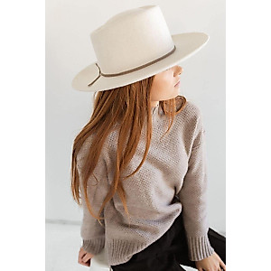 Gigi Pip Women's Upturned Brim Hat Tall Australian Wool Felt TY, Off White,S/M