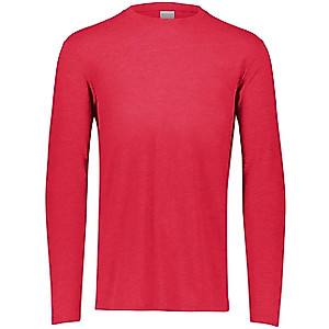 Augusta Sportswear Boys Tri-Blend Long Sleeve Crew, Red Heather, M