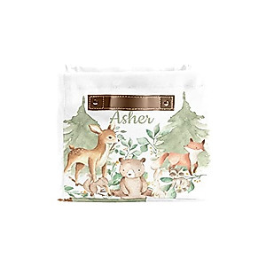 Deven Woodland Animals Personalized Large Storage Baskets for Organizing Shelves with Handle,Closet Decorative Storage Bins for Toy, Bathroom,Nursery,Home 2 Pack