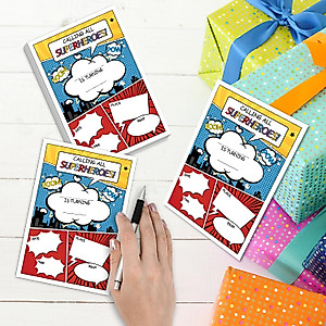 YUEXLL Comic Superhero Birthday Party Invitations Cards with Envelopes, Calling All Superheros Party Invitations, Birthday Celebration Supplies, Double-sided Fill-in bday Invites for Boys Girls- A35