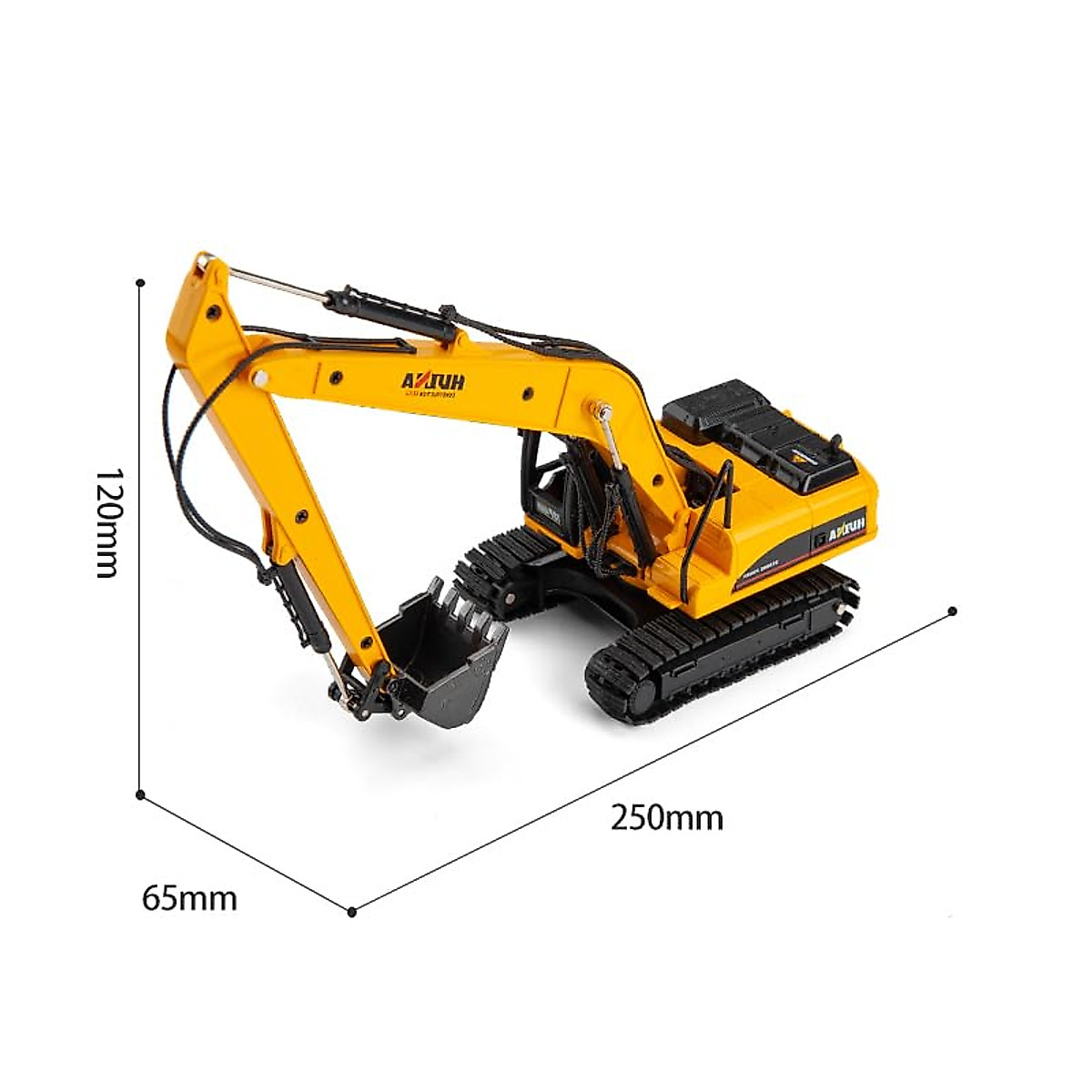 Gemini&Genius Long Reach Excavator Toy for Kids, Heavy Duty Construction Vehicle Digger Toys, 360-degree Rotatable Driver's Compartment, Multi-Jointed Movable Tracked Vehicle for Kids Gift (Yellow)