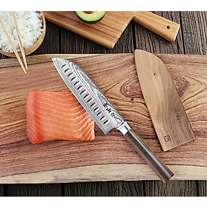 Cangshan J Series 62755 X-7 Steel Santoku Knife With Walnut Sheath, 7-Inch