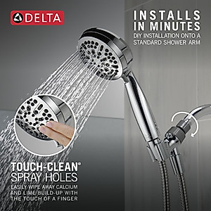 Delta Faucet 5-Setting Handheld Shower Head, Chrome Shower Head with Hose, Showerheads & Handheld Showers, Handheld Shower Heads, Detachable Shower Head, Hand Shower 1.75 GPM, Chrome 75511