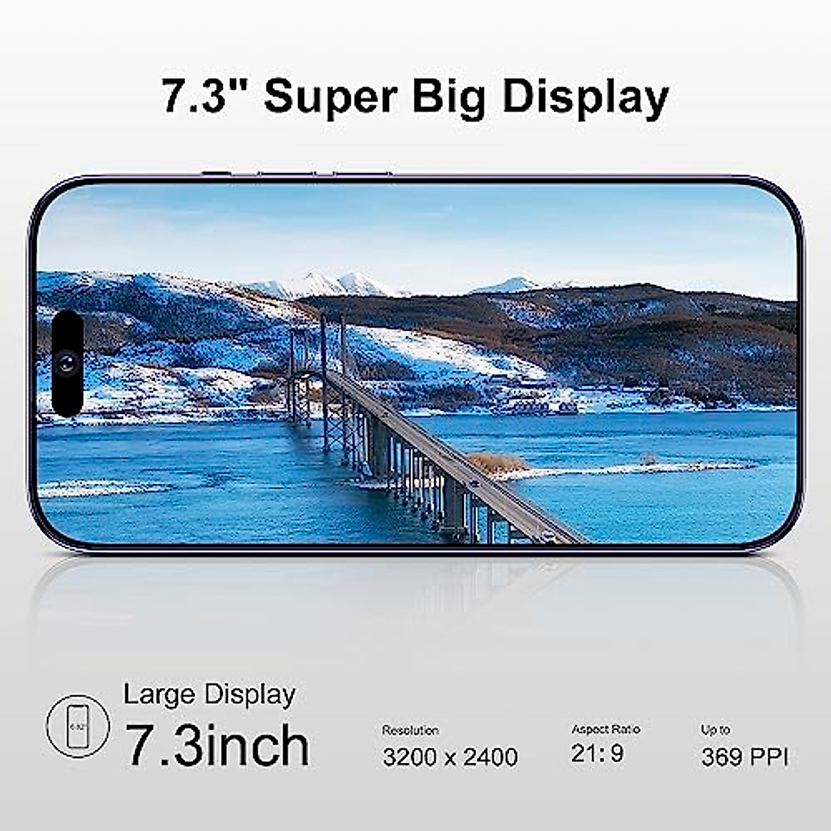 ExAchat A14 Pro Max 5G Unlocked Smartphone 200MP Camera 7.3" FHD+ Display 120HzD 6GB+128GB/1TB Cell Phones Unlocked Expandable 8000mAh Dual SIM/GPS/Fingerprint/Face ID