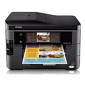 Epson WorkForce 845 Wireless All-in-One Color Inkjet Printer, Copier, Scanner, Fax, iOS/Tablet/Smartphone/AirPrint Compatible (C11CB92201)