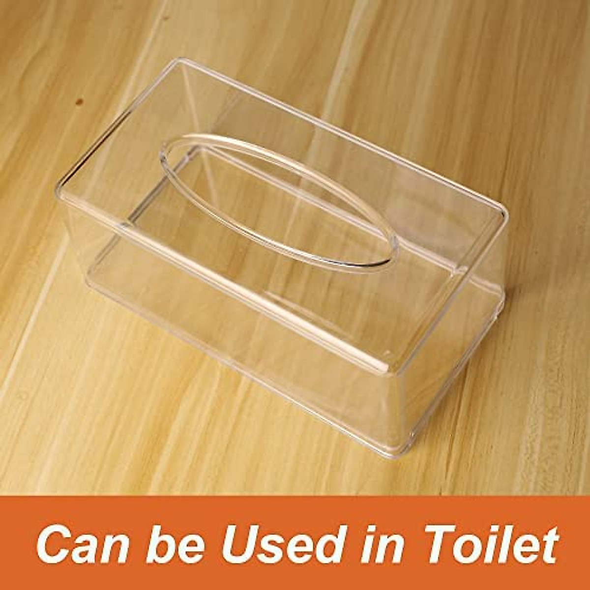 2 Pack Tissue Box Cover, Clear Tissue Box Holder, Acrylic Tissue Box, Clear Plastic Napkin Case for Bathroom, Kitchen,Home,Rectangle