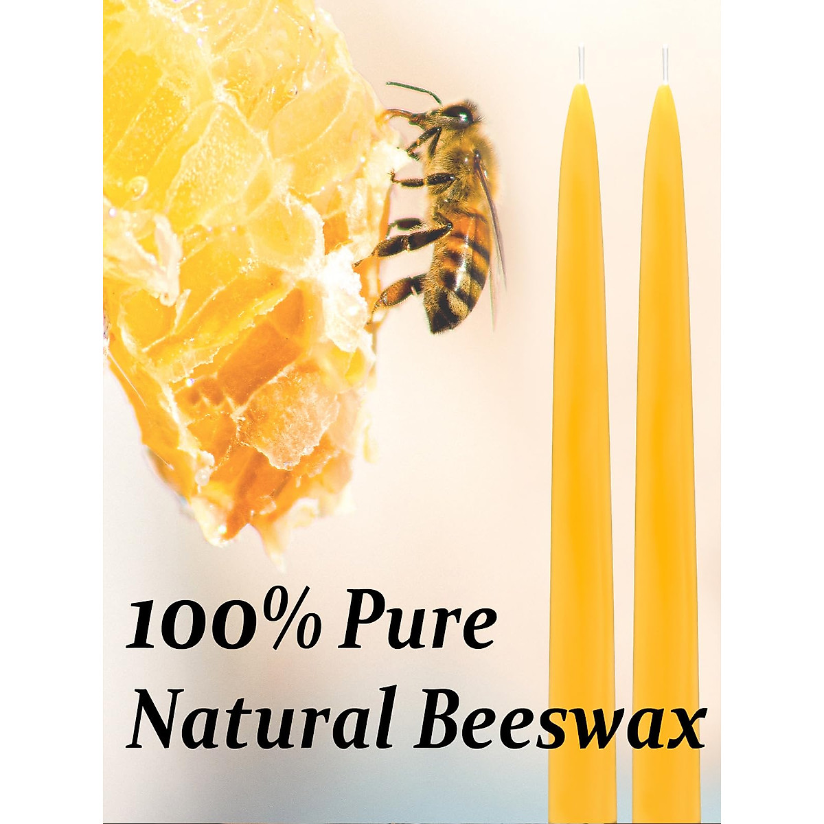 6 Packs Natural Beeswax Taper Candles- 10 inch Beeswax Candles, Smokeless and Dripless Beeswax Candles- 10 Hour Burn Time Beeswax Candlesticks- for Christmas Home Decor Air Purification Spa Relaxation