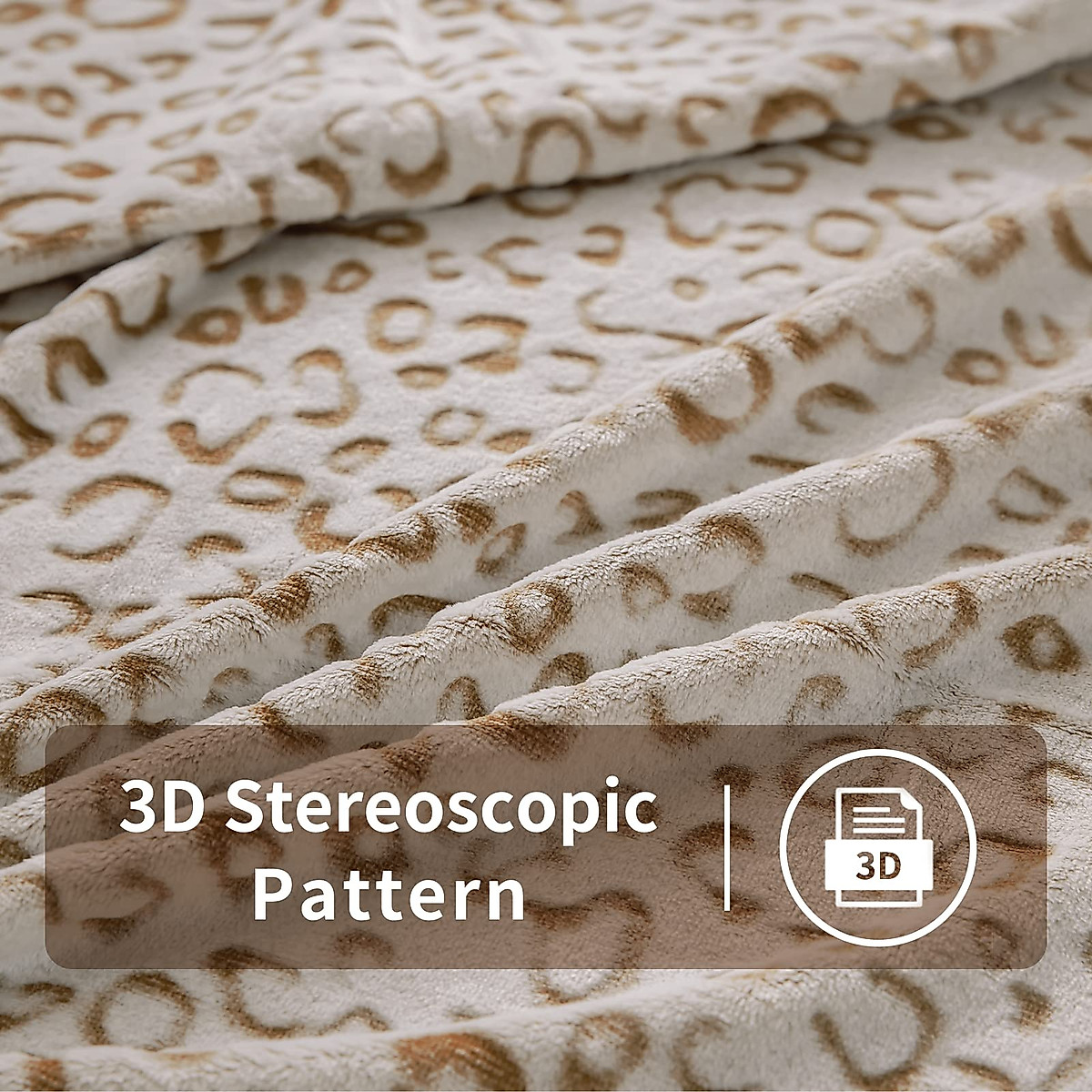 FY FIBER HOUSE Flannel Fleece Throw Blanket, Lightweight Cozy Plush Microfiber Bedspreads for Adults,60"X80",Brown Leopard