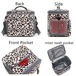 GYEUKHAM Insulated Lunch Bag for Adult/Women/Men, Reusable Lunch Box Cooler Soft Leakproof Tote, Thermal Meal Prep Lunch Pail with Adjustable Shoulder Strap for Picnic/School/Travel/Office, Leopard