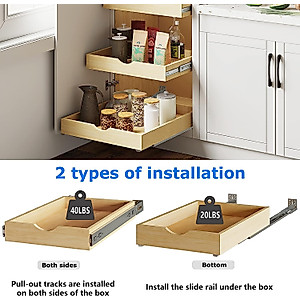 ALINE FURNITURE Pull Out Drawers for Cabinets Wood, 14" W X 21" D Slide Out Drawers for Kitchen Cabinets, Pull Out Shelves, Roll Out Drawers for Pantry Cabinet Organizer