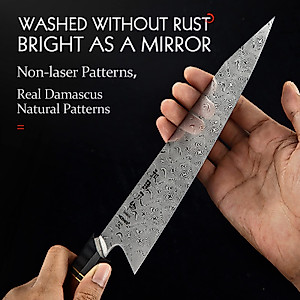 HEZHEN- 8.5" Chef Knife, 110 Layers Full Damascus Steel ,Japanese Style Kiritsuke Kitchen Knife, Gyuto Octagonal Handle, Magnetic Wooden Sheath Case Wooden Box