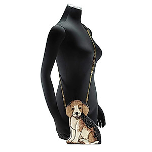 Mary Frances Regal Beagle Beaded Puppy Dog Handbag, Brown